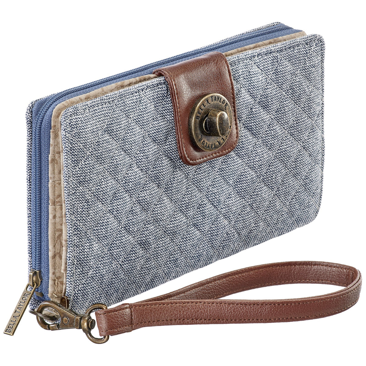 Blue Chambray RFID Cash System Wallet – Bella Taylor Wholesale